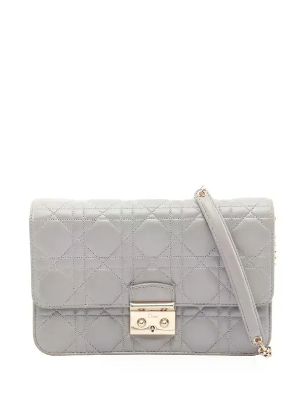Dior Lambskin Cannage Miss Promenade Wallet On Chain - Grey