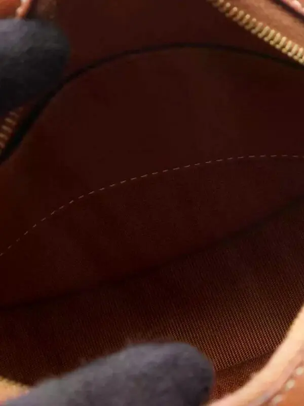 Celine Triomphe Coated Canvas Round Purse On Strap - Brown