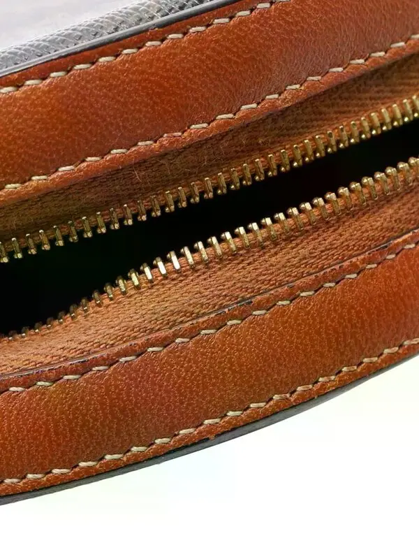Celine Triomphe Coated Canvas Round Purse On Strap - Brown