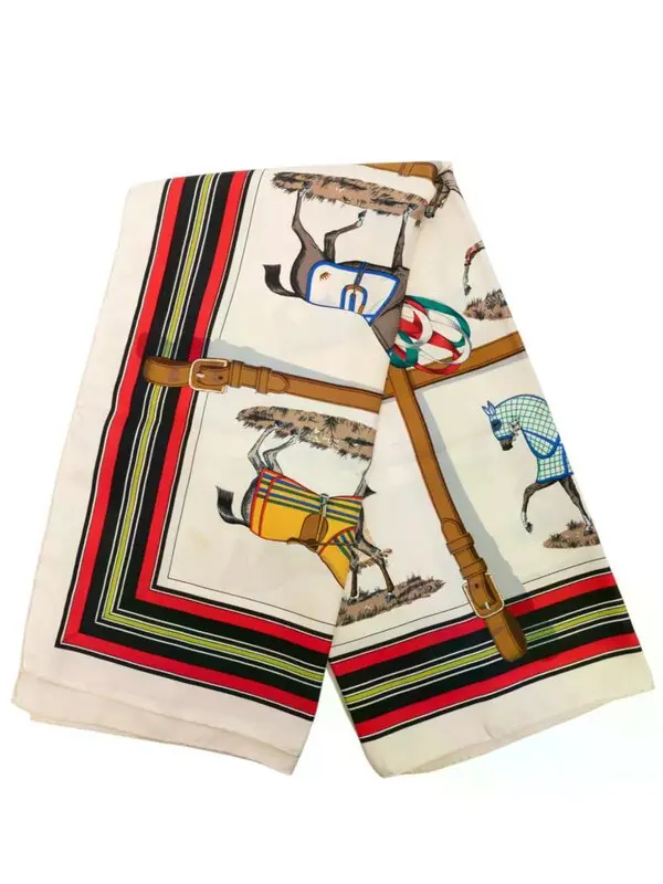 Hermès 2000-2026 Couvertures Et Tenues De Jour Silk Scarf 90 Scarves - White
