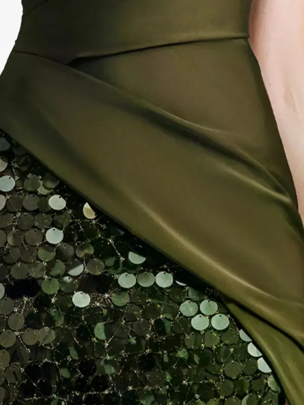 GEMY MAALOUF Sequined Asymmetrical Draped Gown