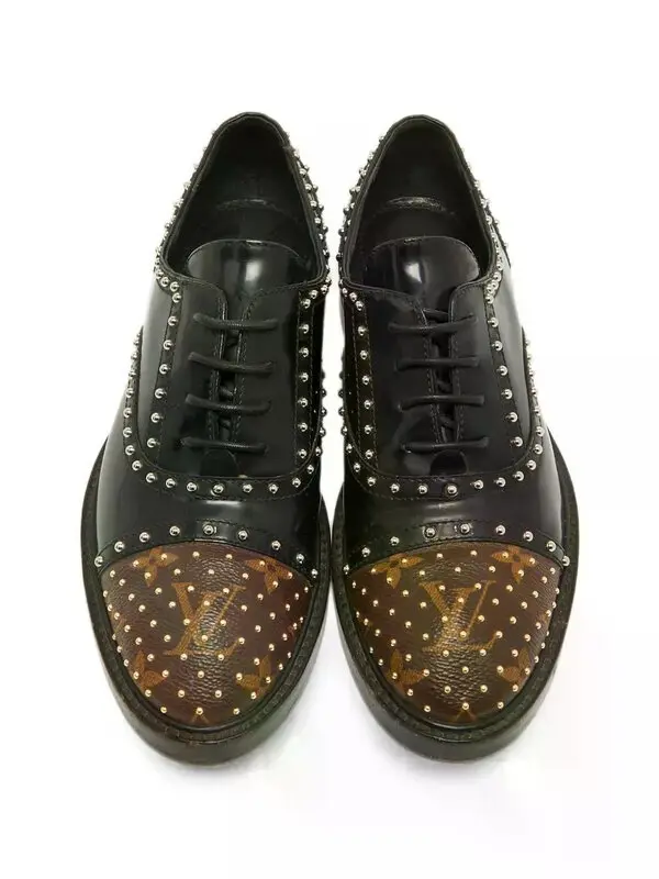 LOUIS VUITTON Monogram Canvas Studded Oxford Shoes