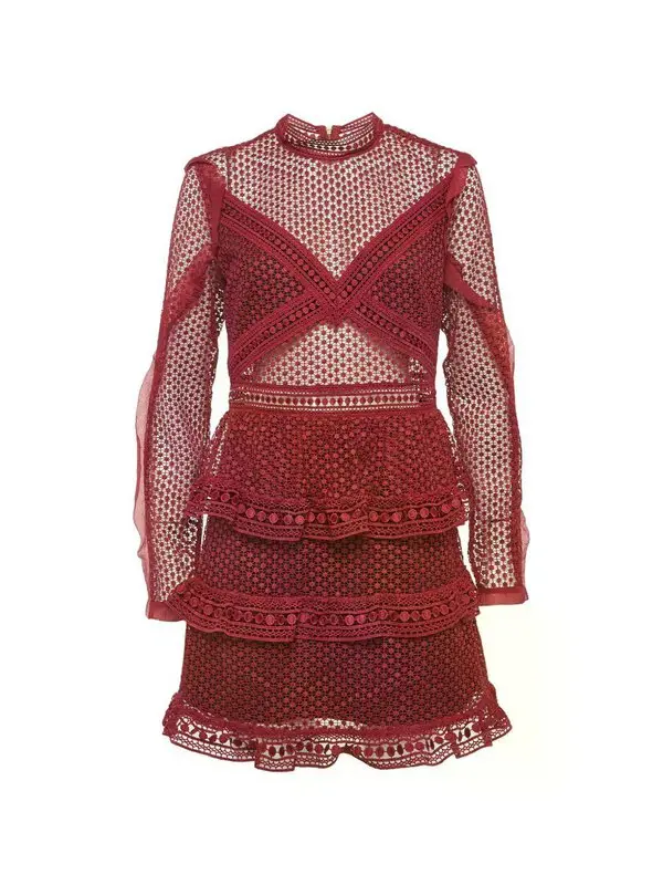 SELF-PORTRAIT Guipure Lace Tie Mini Dress