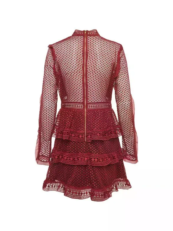 SELF-PORTRAIT Guipure Lace Tie Mini Dress