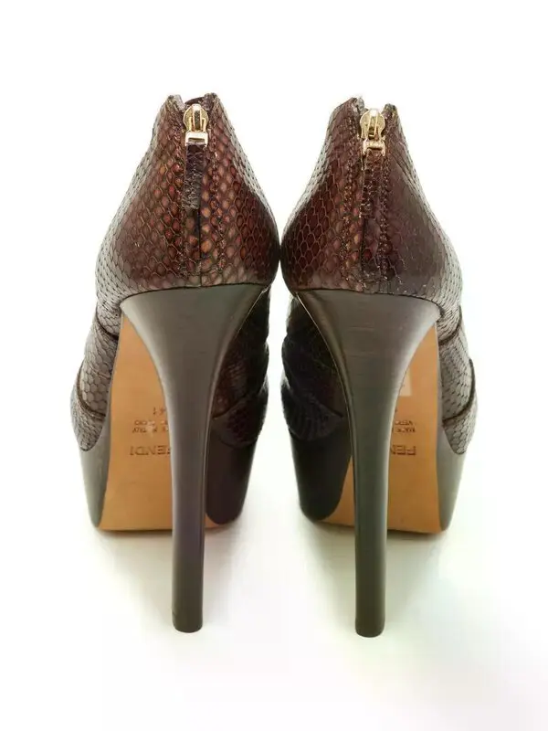 Fendi Python-embossed Peep-toe Sandals
