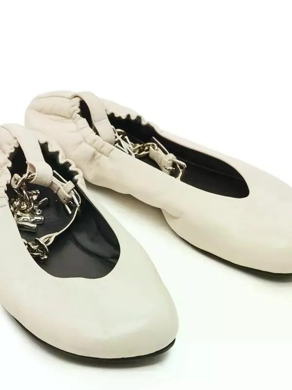 JW Anderson Cream Leather Chain-link Ballet Flats