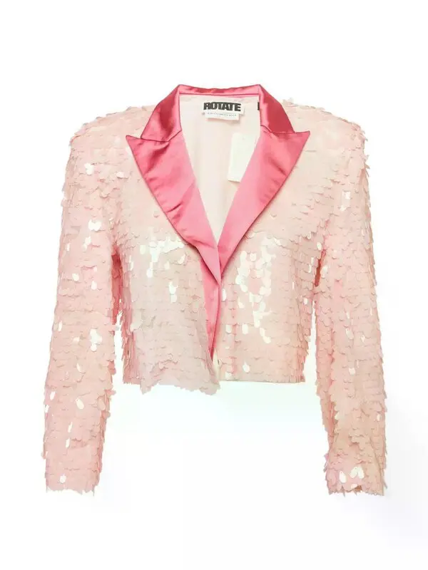 ROTATE BY BIRGER CHRISTENSEN Sequined Peak Lapel Cropped Blazer