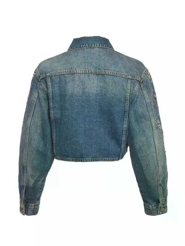 Maje Embellished Cropped Denim Jacket