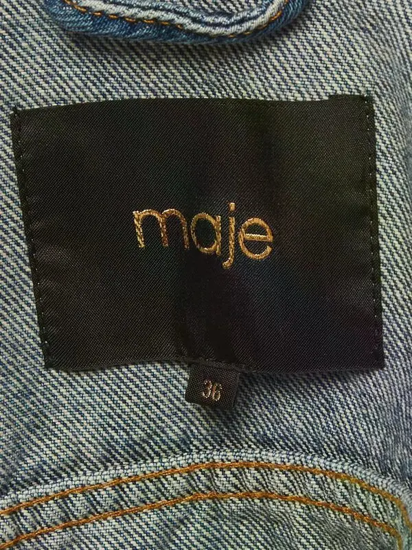 Maje Embellished Cropped Denim Jacket