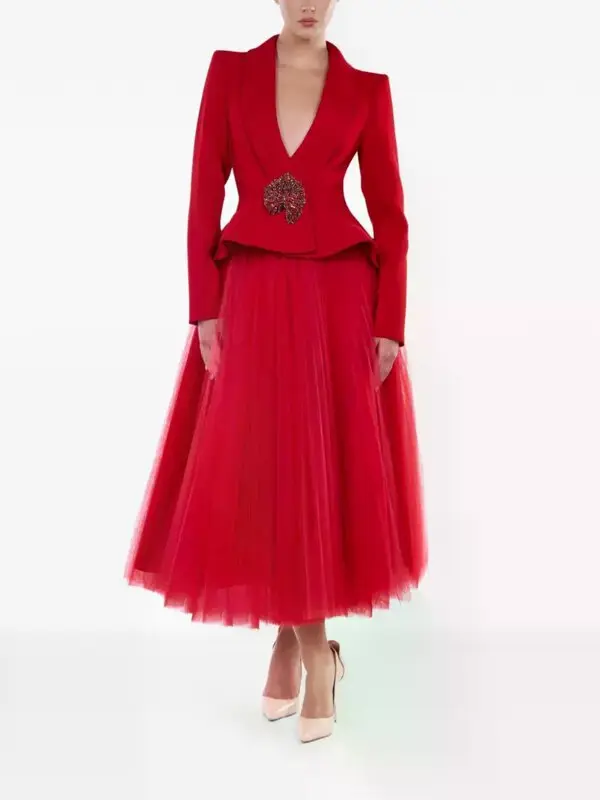 ARAFTU Embellished Peplum Blazer