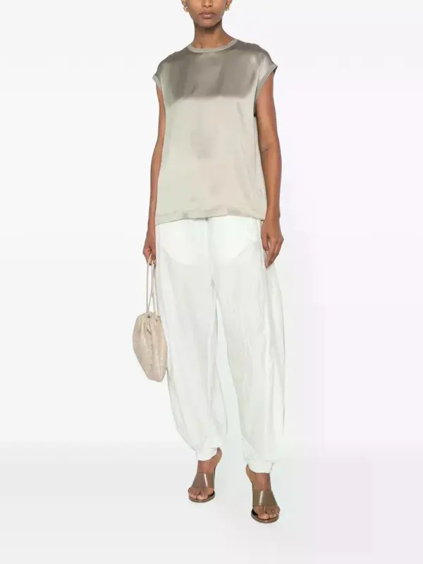 Brunello Cucinelli Monili Satin Top - Green