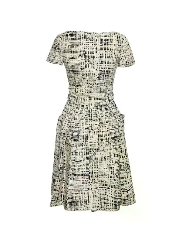 Prada Belted Monochrome Print Dress - Neutrals