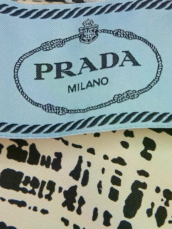 Prada Belted Monochrome Print Dress