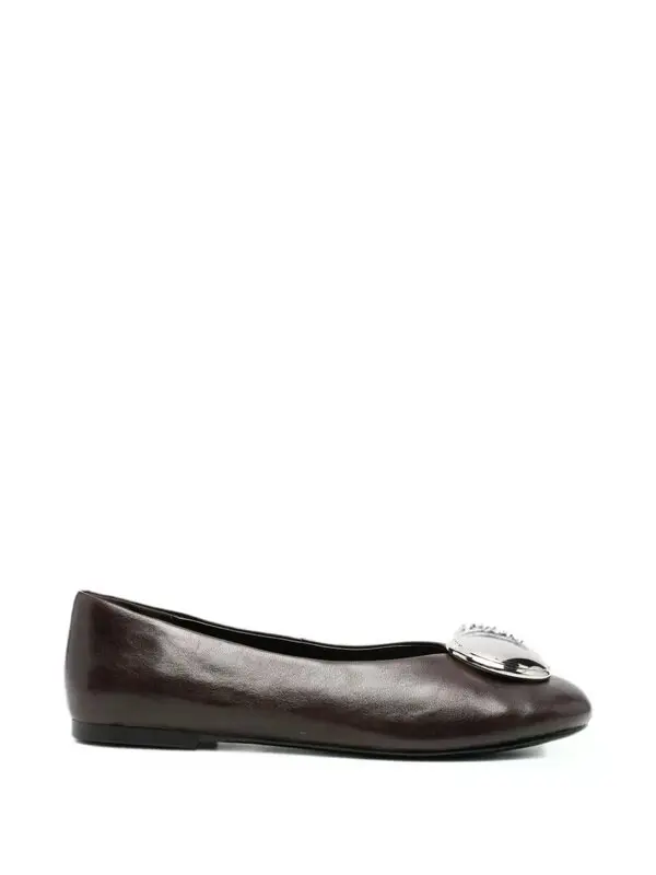 ADRIANNA FERETTI Adrianna Ferretti Logo-embellished Leather Ballet Flats