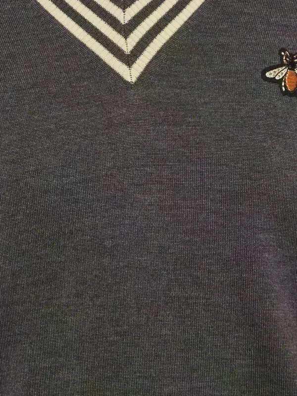 Gucci Bee Appliqué V-neck Sweater