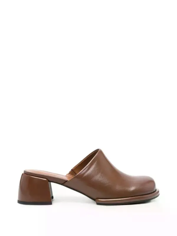 ADRIANNA FERETTI Block Heel Leather Mules