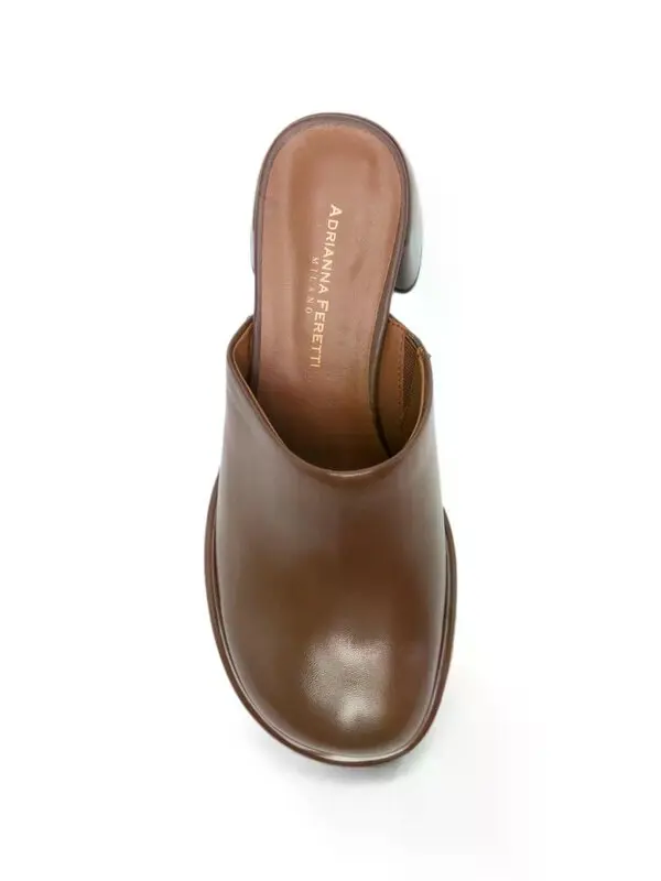 ADRIANNA FERETTI Block Heel Leather Mules