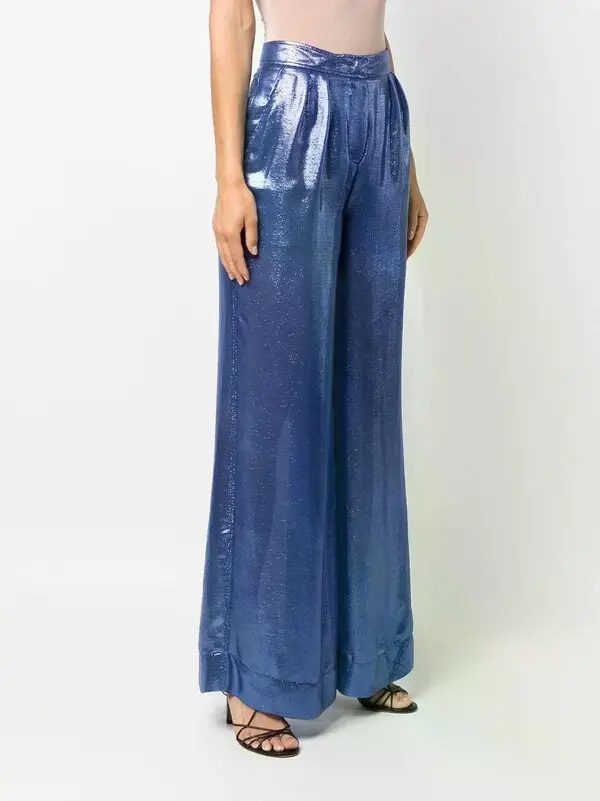 Alberta Ferretti Metallic-finish Wide-leg Trousers