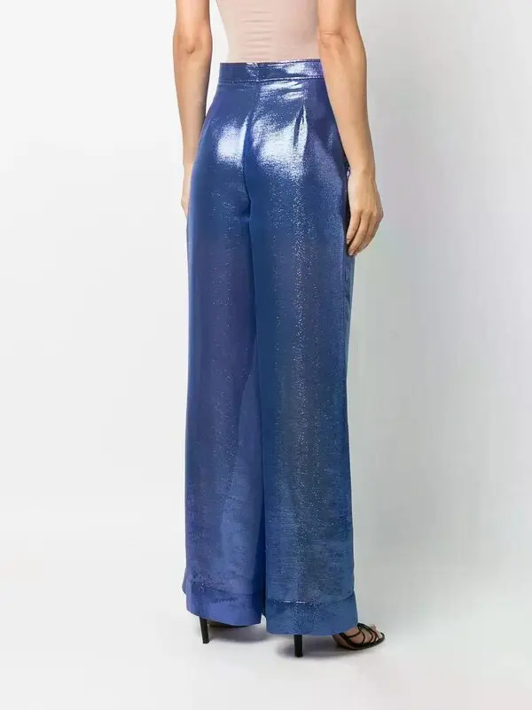 Alberta Ferretti Metallic-finish Wide-leg Trousers