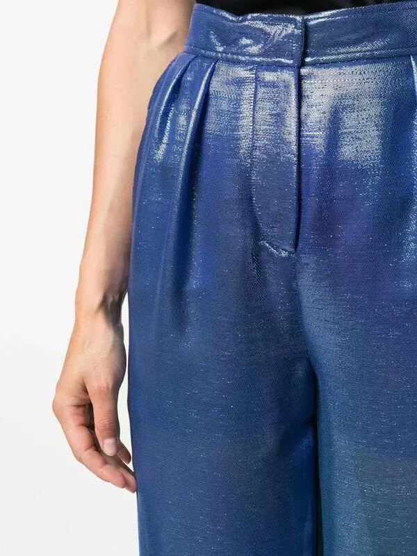 Alberta Ferretti Metallic-finish Wide-leg Trousers