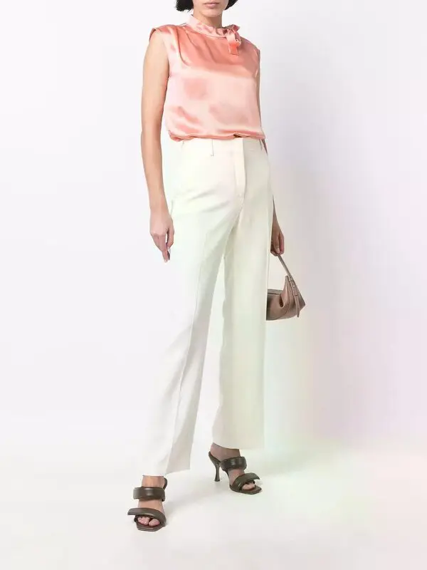 Alberta Ferretti Rose Silk Satin Bow Detail Sleeveless Blouse - Pink