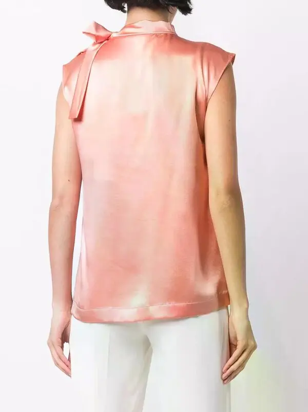 Alberta Ferretti Rose Silk Satin Bow Detail Sleeveless Blouse - Pink