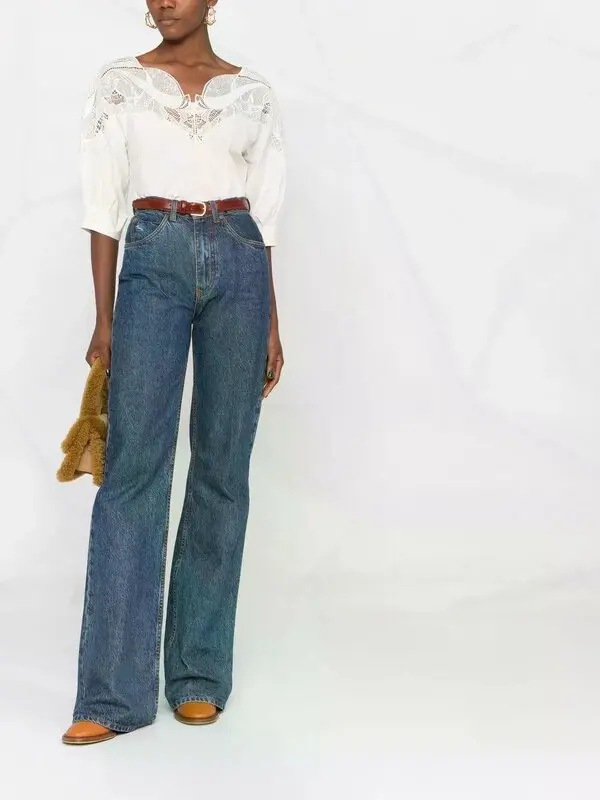 Alberta Ferretti Lace-panel Gathered Blouse