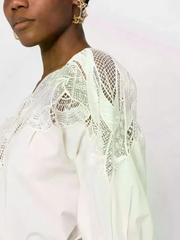 Alberta Ferretti Lace-panel Gathered Blouse