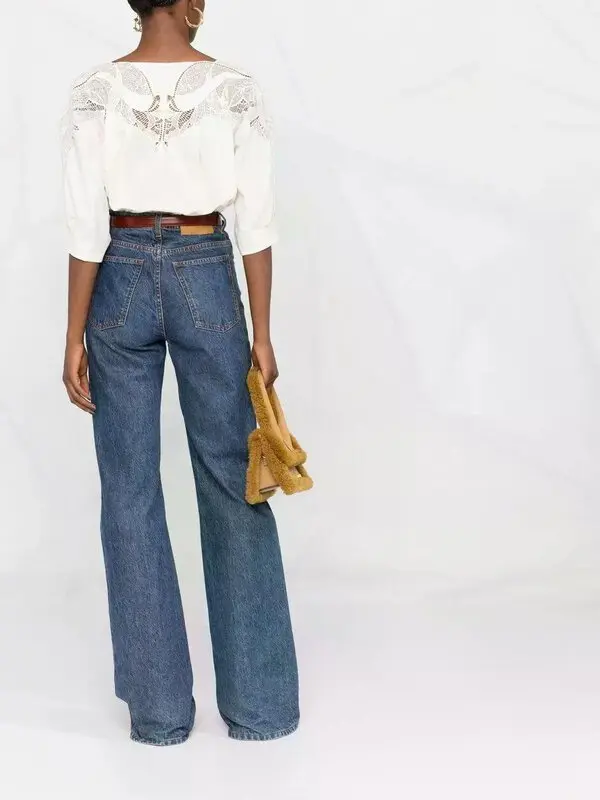 Alberta Ferretti Lace-panel Gathered Blouse