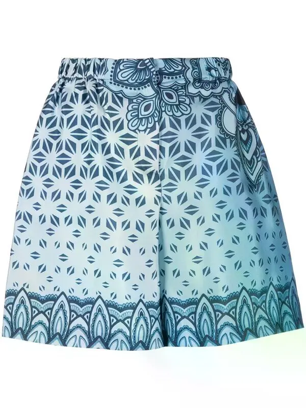 Alberta Ferretti Geometric Print Silk Shorts