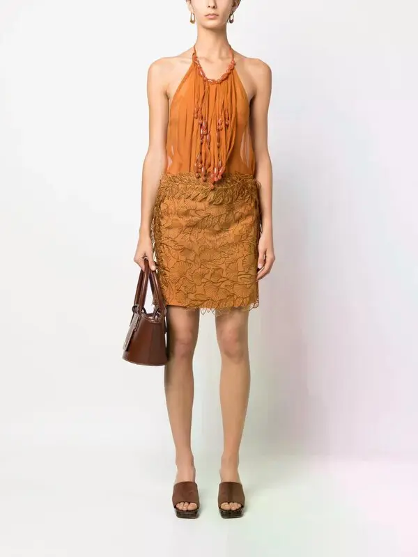 Alberta Ferretti Floral Lace Mini Skirt