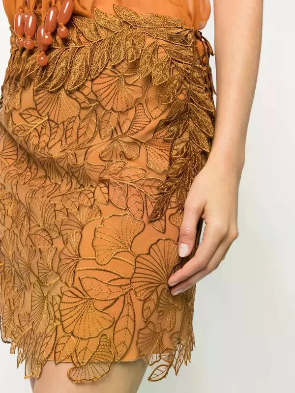 Alberta Ferretti Floral Lace Mini Skirt