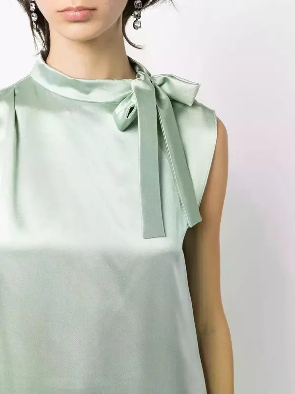 Alberta Ferretti Pussy-bow Silk Blouse - Green