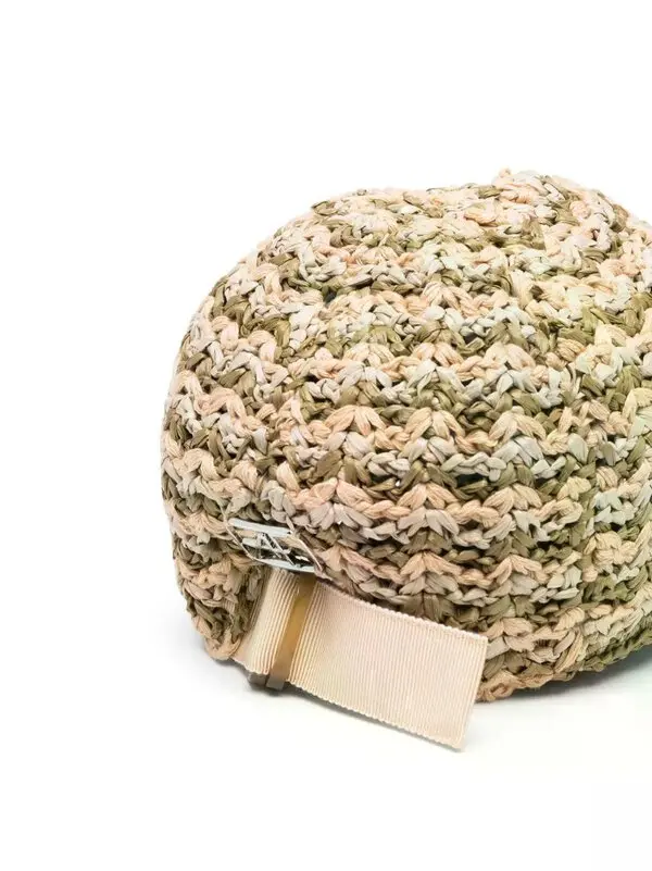 Alberta Ferretti Crochet Raffia Cap - Neutrals