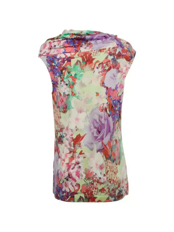 Gucci Floral Print Cowl Neck Top
