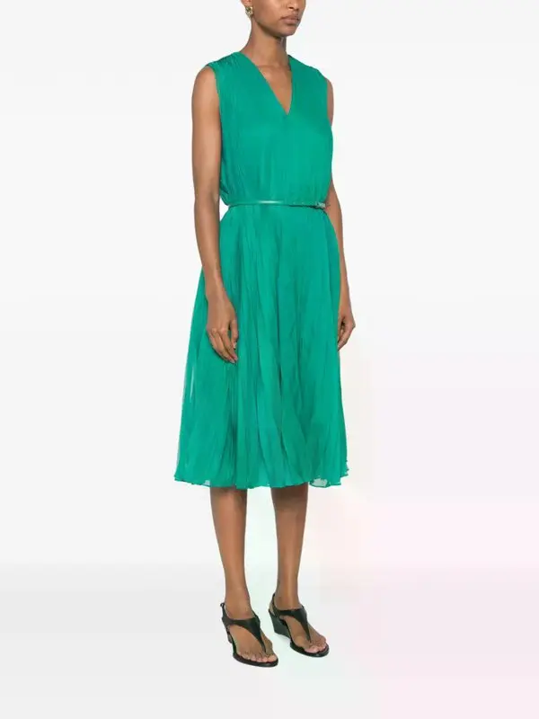 Max Mara Pleated Belted Dress