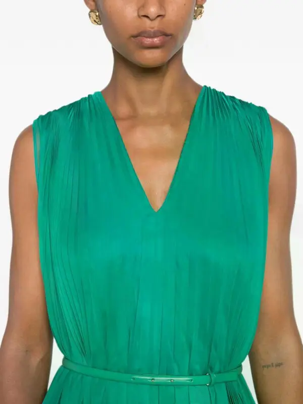 Max Mara Pleated Belted Dress