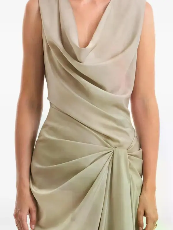 GEMY MAALOUF Cowl Neck Draped Dress - Neutrals