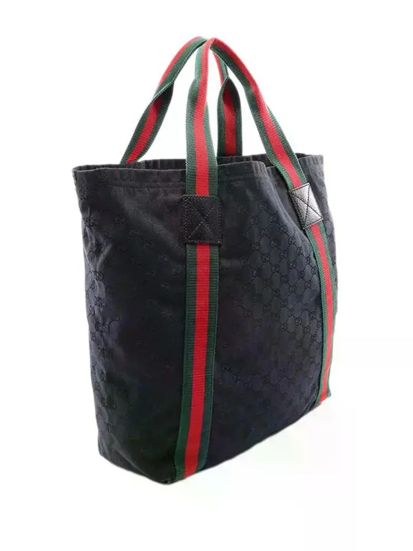 Gucci Gg Canvas Web Tote Bag - Black