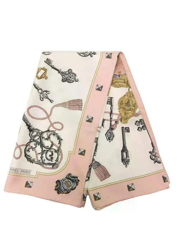 Hermès 1990-2010 Les Cles Silk Scarf 90 Scarves - Pink