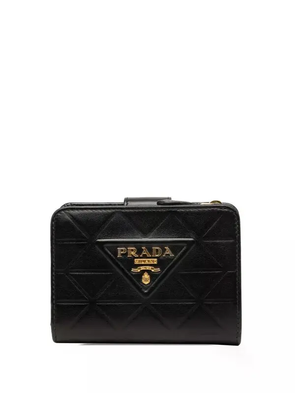 Prada 2010-2026 Quilted Soft Calf Triangle Bifold Wallet Small Wallets - Black