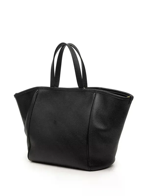 Celine Small Grained Calfskin Folded Cabas Tote Satchel - Black