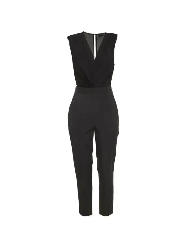 Elisabetta Franchi Crepe Twill Draped Bodice Jumpsuit - Black
