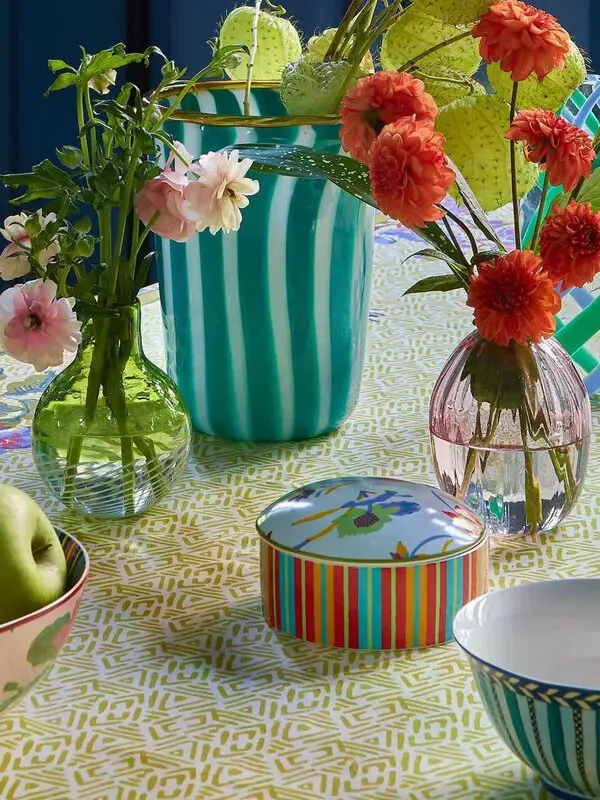LISA CORTI Circus Striped Vase - Green