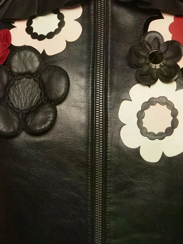 Fendi Floral Embellished Leather Jacket