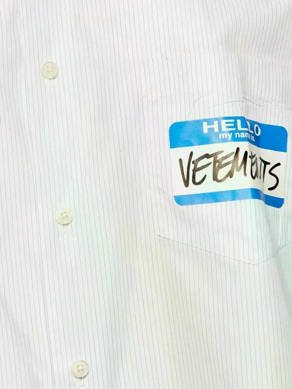 Vetements Oversized Cotton Striped Shirt - White
