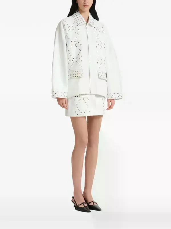 Marni Embellished Leather Mini Skirt