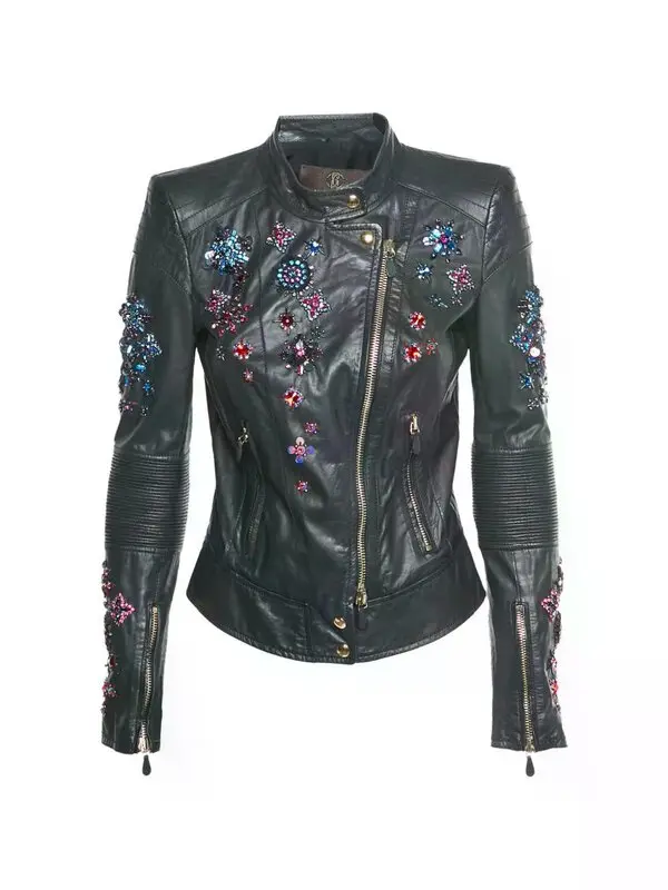Roberto Cavalli Embellished Leather Biker Jacket