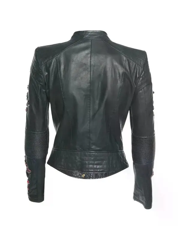 Roberto Cavalli Embellished Leather Biker Jacket