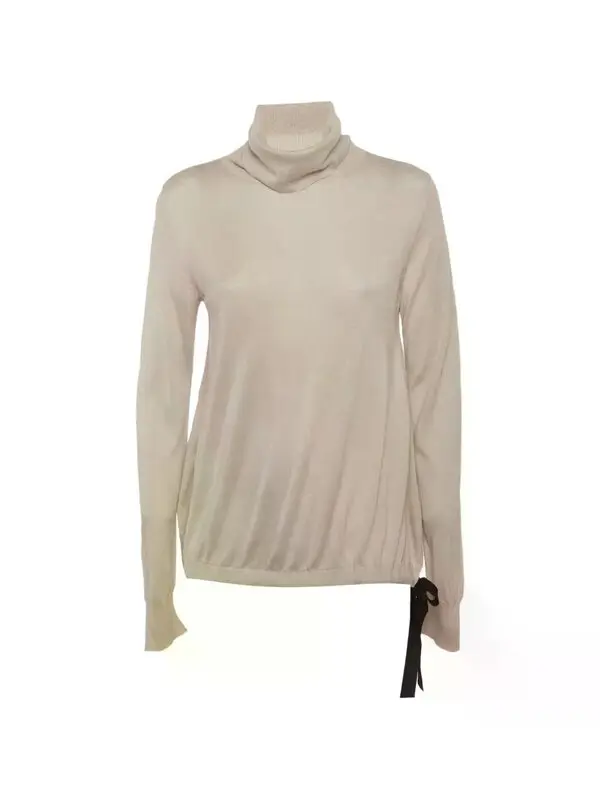 Max Mara Beige Ribbed Turtleneck Sweater